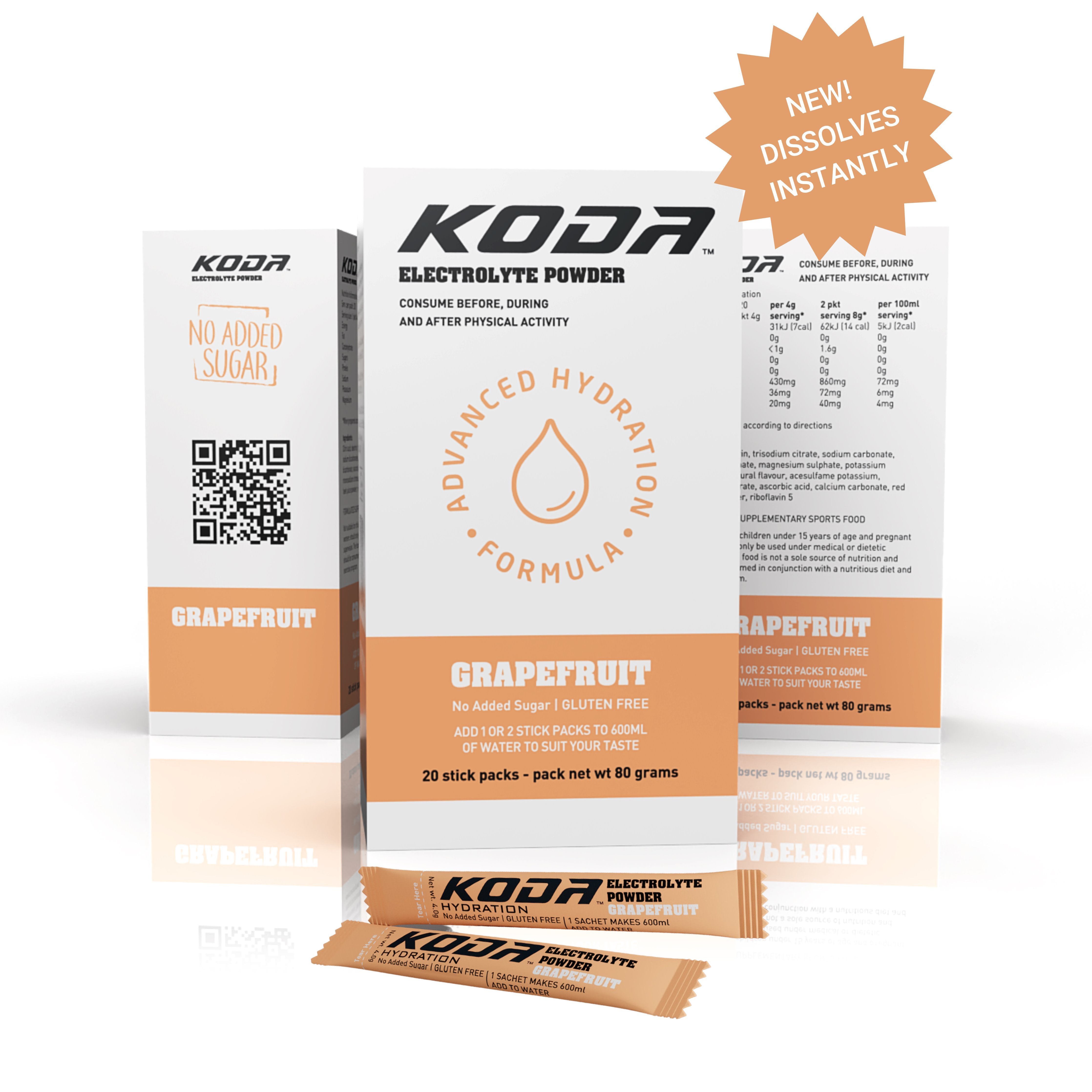Koda Electrolyte Powder Grapefruit - 20 stick packs per box – Mr Vitamins