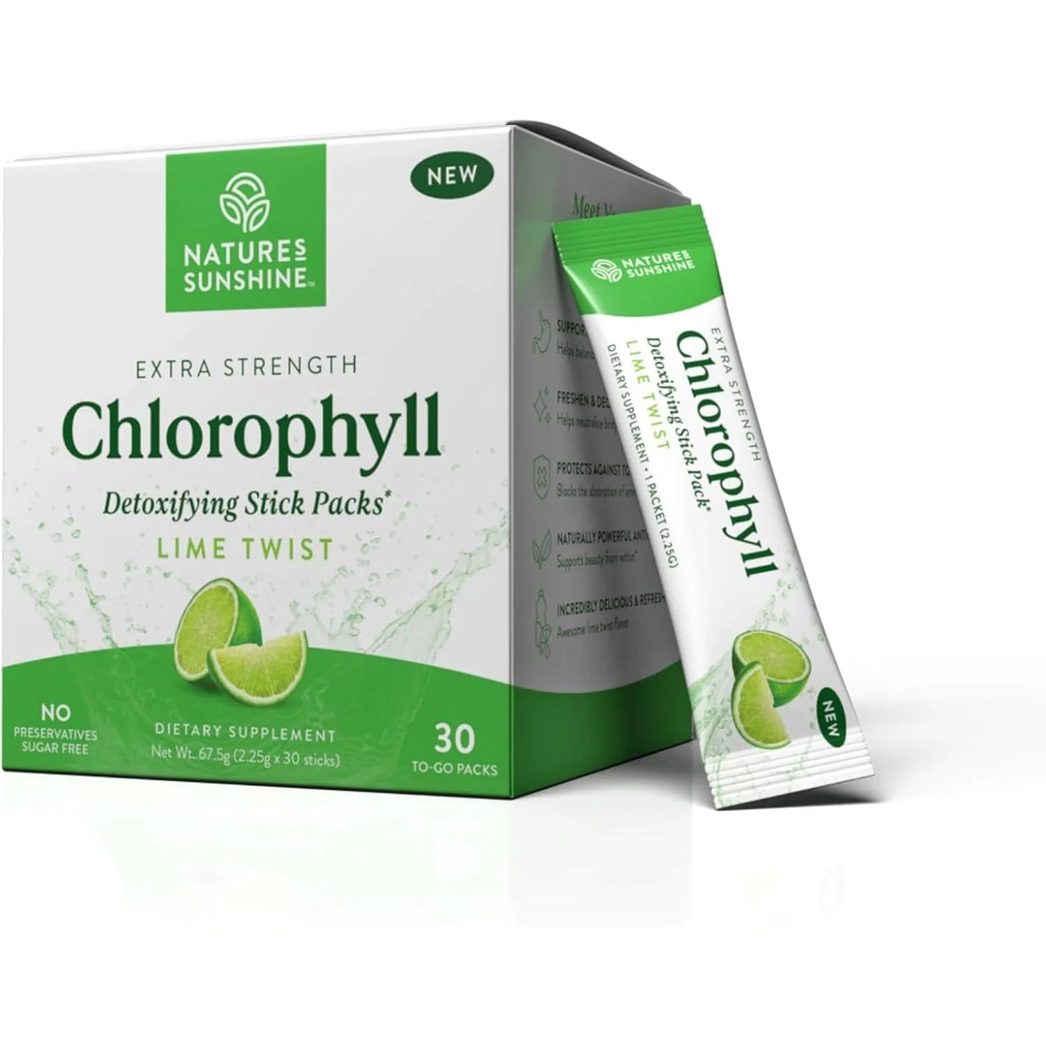 Natures Sunshine Extra Strength Chlorophyll Stick Packs – Lime Twist ...