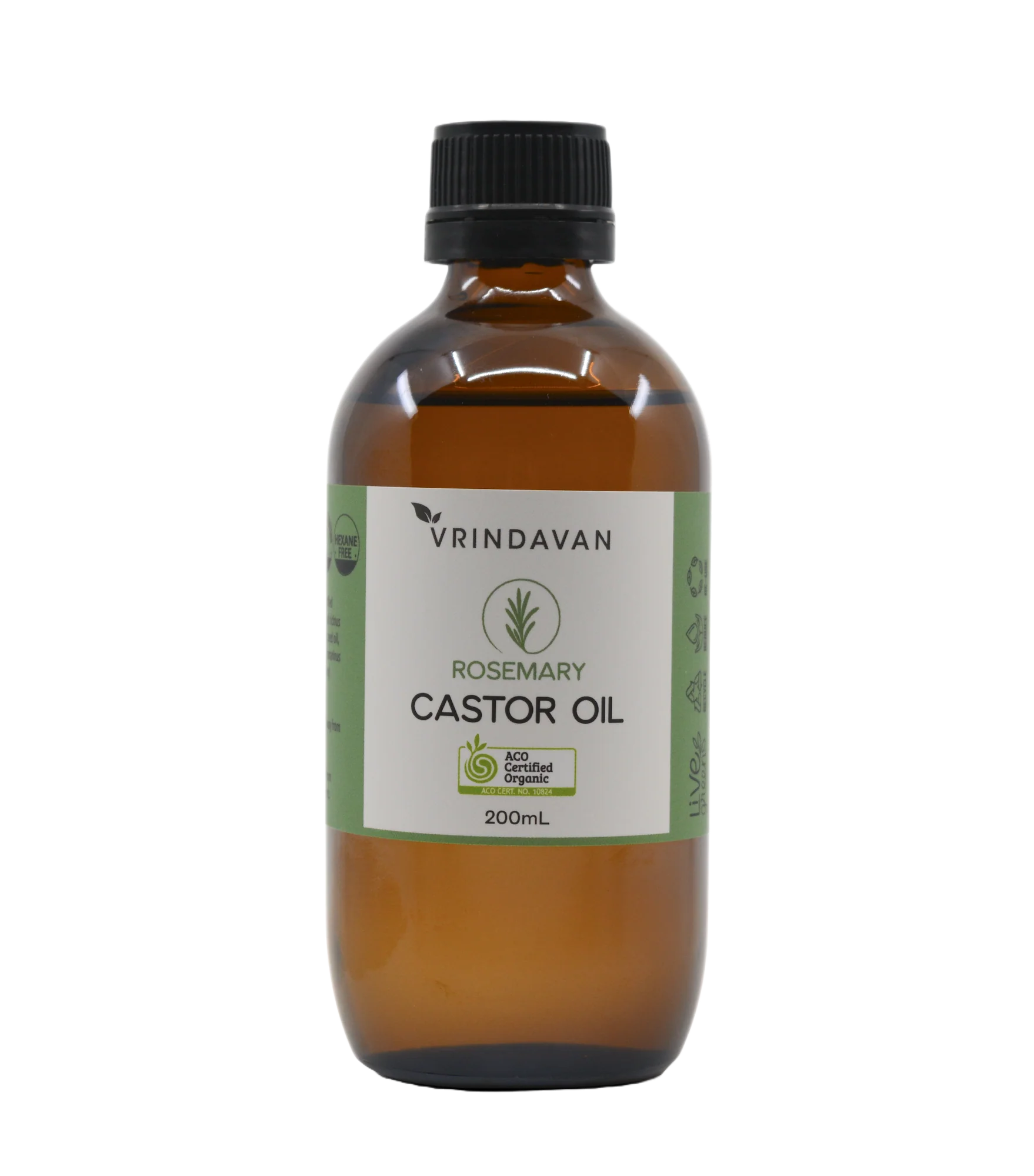 Vrindavan Castor Oil and Rosemary Amber Glass Bottle – Mr Vitamins