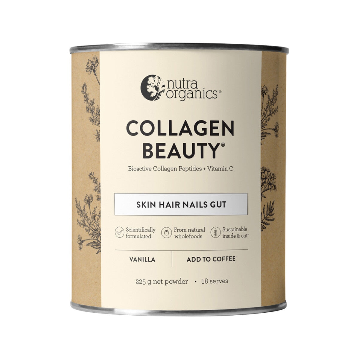 Nutra Organics Collagen Beauty (For Coffee) with Bioactive Collagen Pe ...